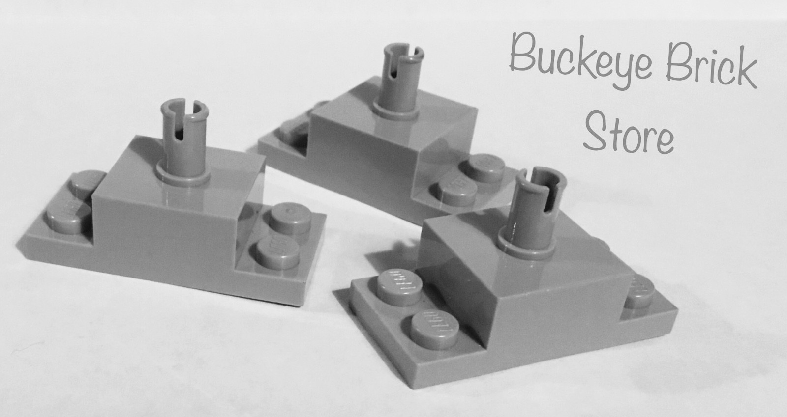 Lego Brick Modified 2x2 with Top Pin & 1x2 Side Plates Light Gray Lot-3 ...