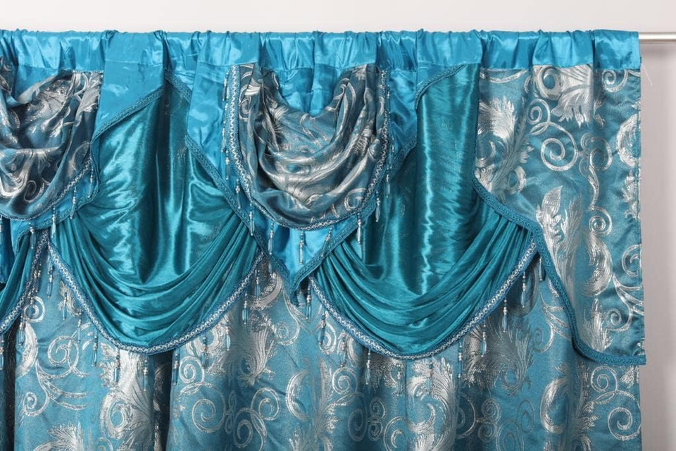 Cortinas Turquesa Para Sala Elegantes Con Cenefa De 2 Paneles 54X84 ...