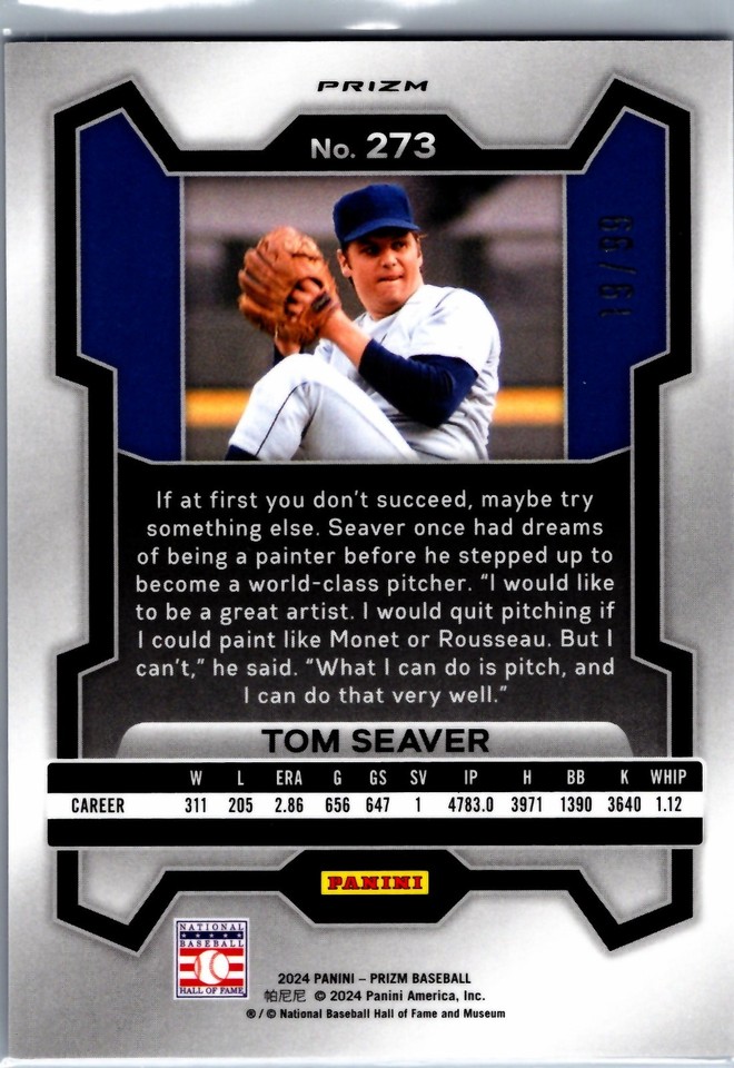 2024 Panini Prizm Prizms Refractor Purple #273 Tom Seaver /99 | eBay