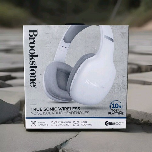 Brookstone Wireless Headphones Bluetooth White Headset Headphones | eBay
