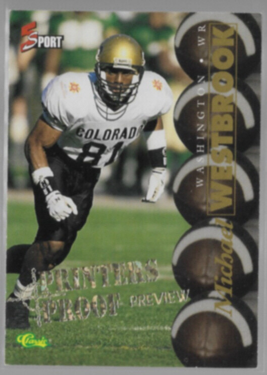 MICHAEL WESTBROOK 1995 Classic 5-Sport Printers Proof Preview Insert # ...