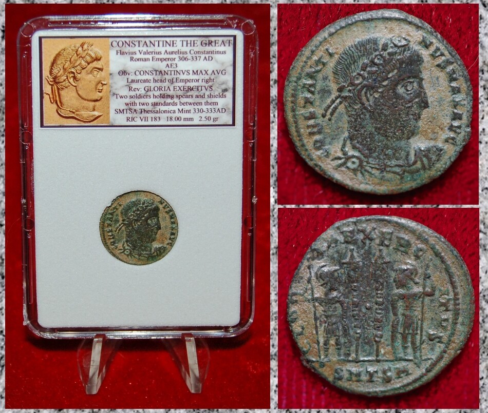 Ancient Roman Empire Coin CONSTANTINE THE GREAT Two Roman Soldiers ...