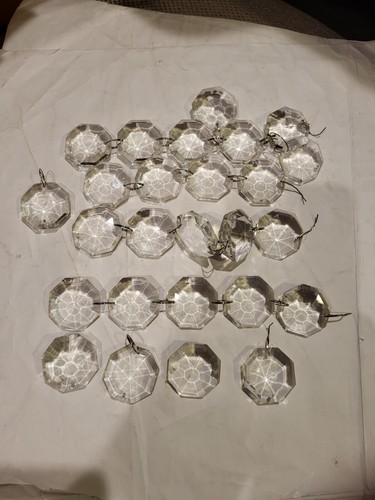 Lot of 26 Vintage 1.25" Octagon Crystals two holes Old Chandelier ...