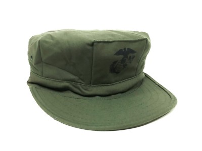 USMC 8 POINT COVER OLIVE DRAB WITH EGA SATEEN WEAVE Size 7 3/4 (X-Large ...