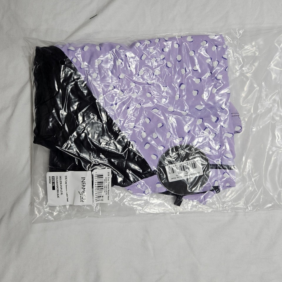 Infamous Swim - Zoe Cap Sleeve Rash Vest XL Popcorn Lilac | eBay