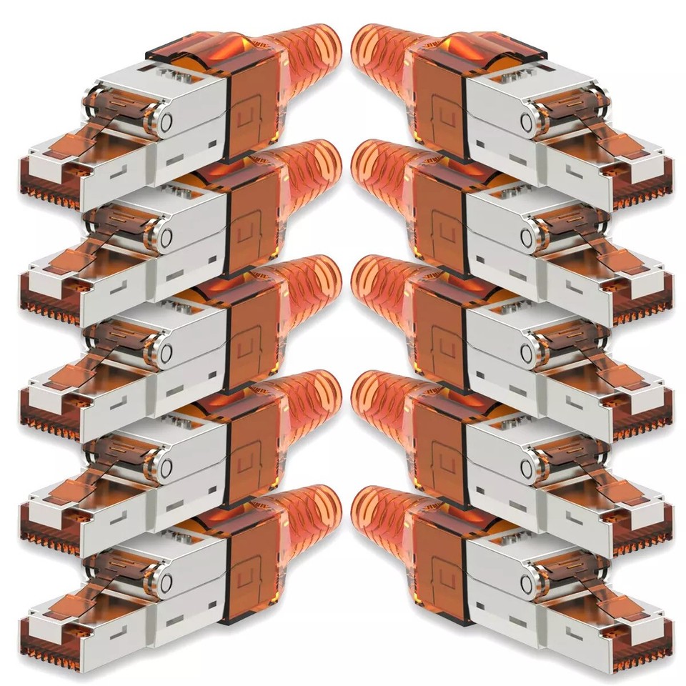 10x Netzwerkstecker CAT 7 RJ45 LAN Netzwerk Crimp Stecker vergoldete ...