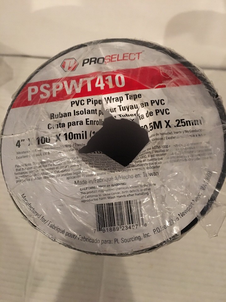Pro select 2 PVC 4” x 100' X 10MIL PIPE WRAP PSPWT410 Protection Tape ...