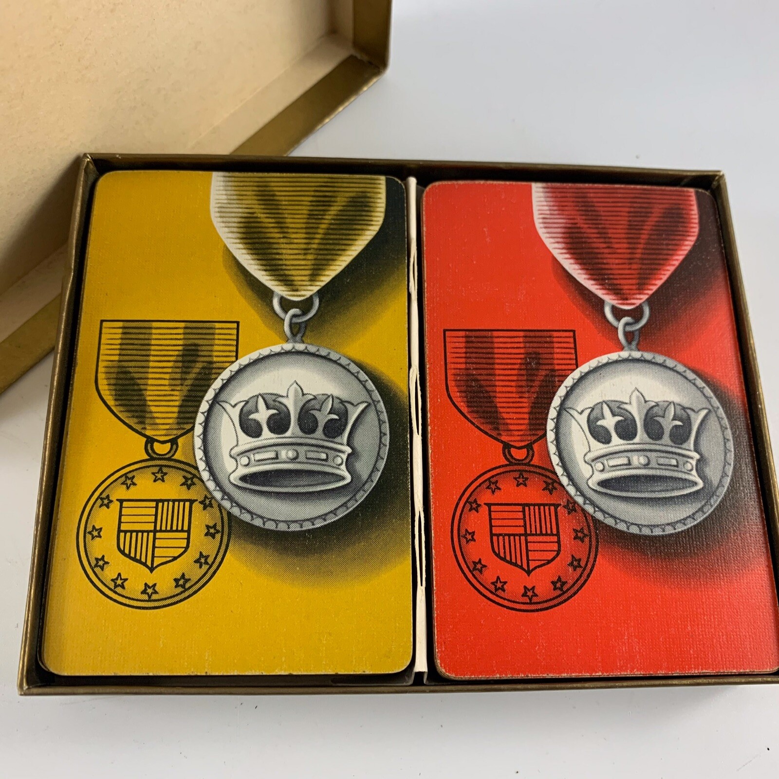 2 Decks Vintage Crown & Shield Playing Cards Original Box Rexall Drug ...