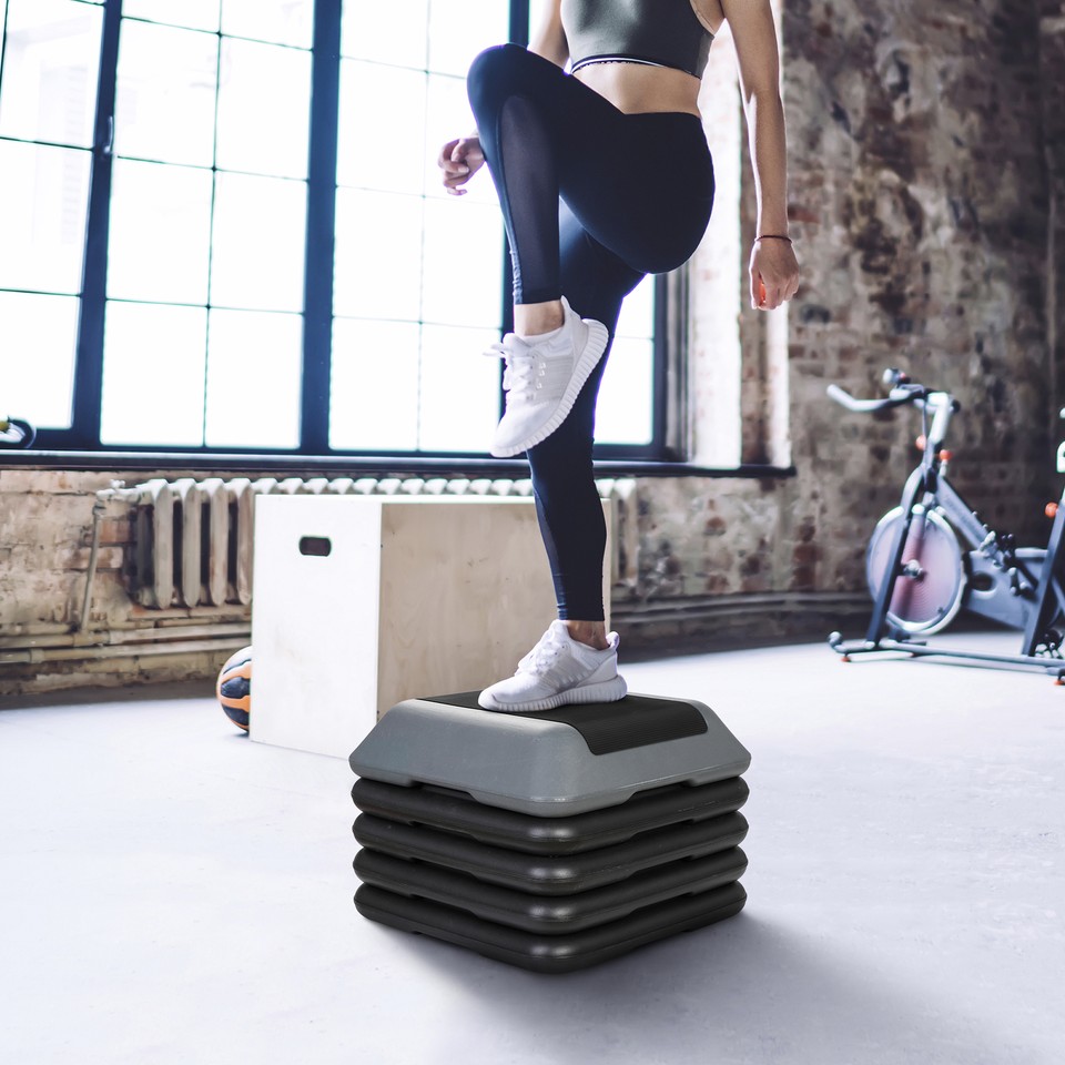 16" x 16" Adjustable Height Stepper Square Workout Aerobic Platform w ...