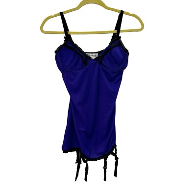 Vintage Escante Sz M Nylon Corset Underwire Bustier Lingerie Purple ...