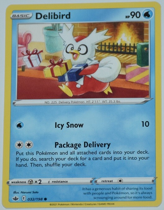 DELIBIRD 032/198 SWSH06: CHILLING REIGN POKEMON CARD COMMON NM/M FAST ...