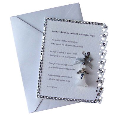 GOOD LUCK ~ 3D GUARDIAN ANGEL KEEPSAKE GIFT CHARM ~ VERSE RHYME CARD ...
