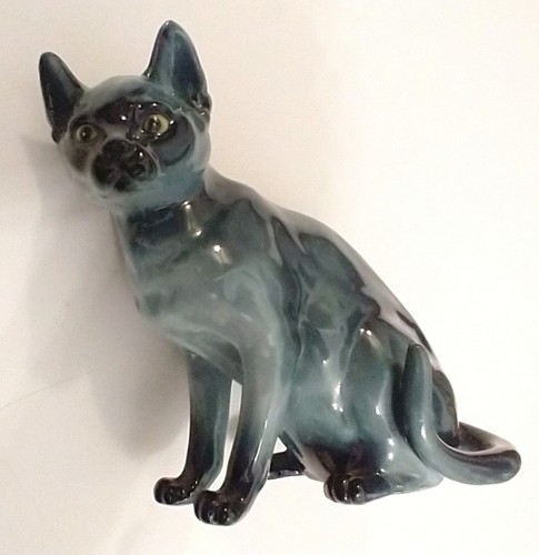 VTG MCM Shafford Russian Blue Cat Figurine MCMLXVII 1970's Rare DK Teal ...