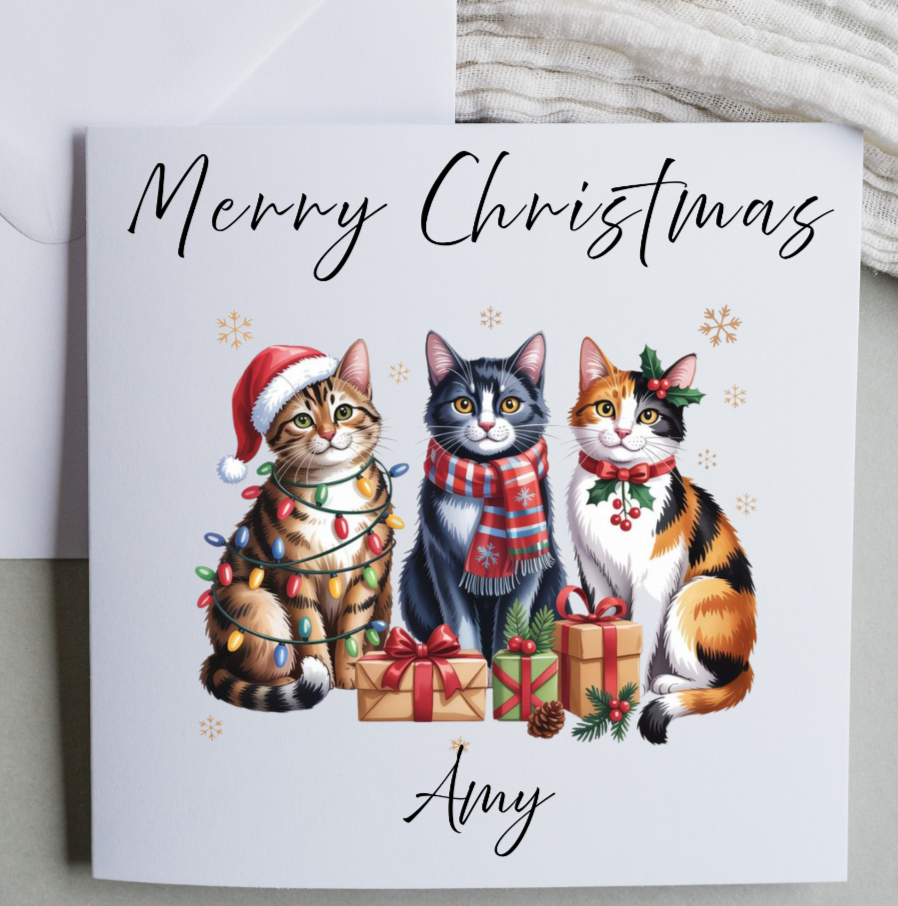 Funny Cat Christmas Card Merry Christmas Love From The Cat Cute Festive ...