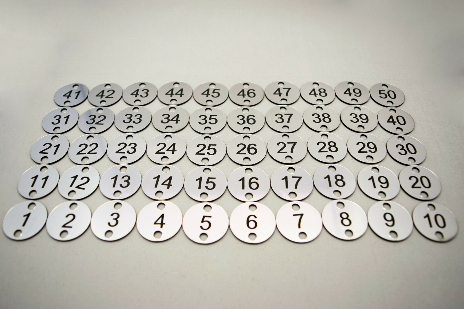 50 x 3cm 2 holes Engraved Number Discs, Table, Tags, Locker, Pub ...