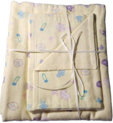 Baby Blocks Pins Yellow Flannel Receiving Blanket and 2 Burp Cloths ...