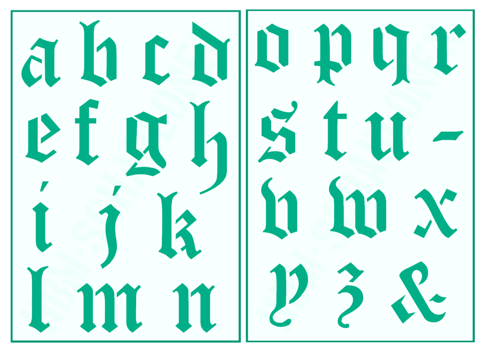 Alte Schrift ca. 5cm hoch Schablonen Buchstaben ABC groß, klein oder ...