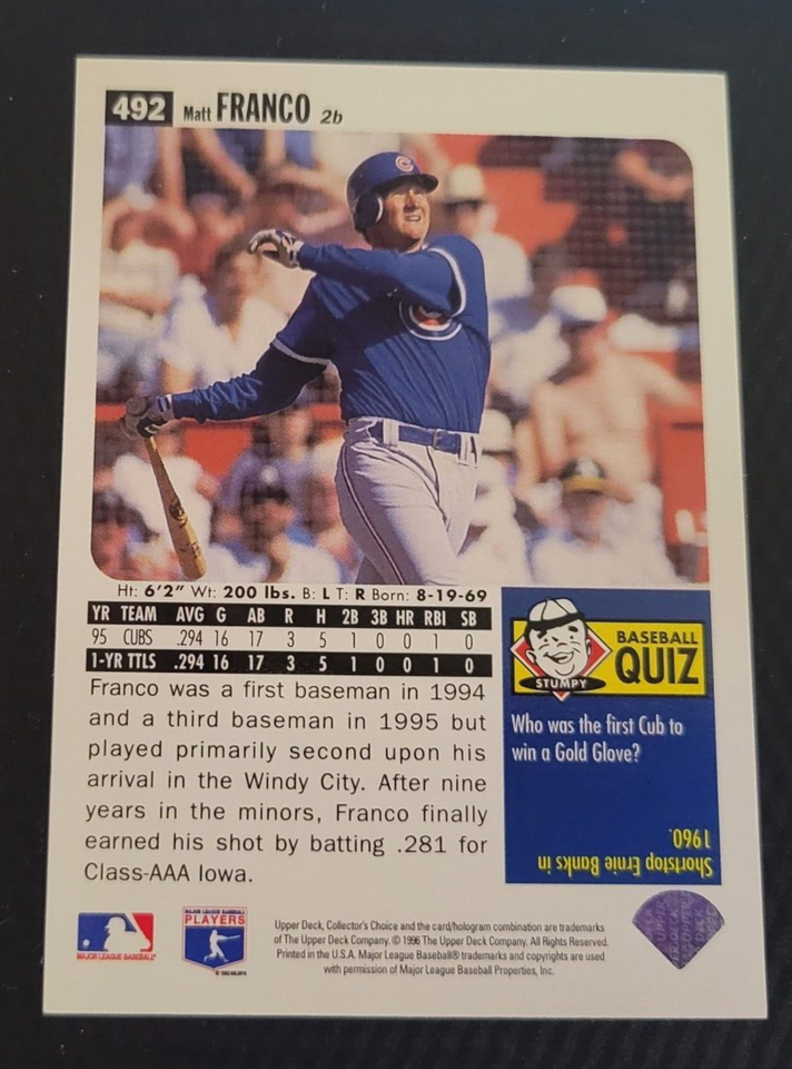 1996 Upper Deck Collector's Choice Rookie #492 - Matt Franco RC ...