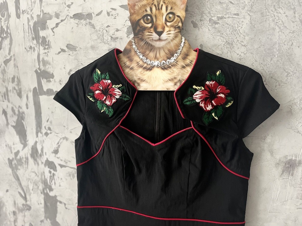 Hell Bunny Vixen Black Dress Hibiscus Sweetheart Pin Up | eBay
