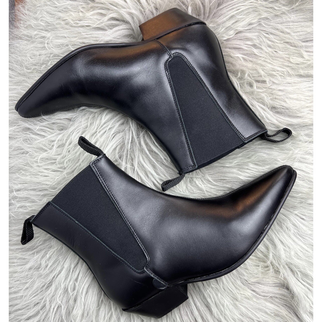 Underground England Beatle-Winklepicker -Chelsea Boots - Black Leather ...
