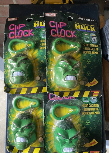 VTG NEW (4 PACK) 2003 MARVEL INCREDIBLE HULK CLIP CLOCK ORIGINAL ...