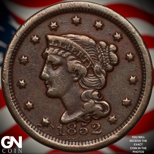 1852 Braided Hair Large Cent A1174 | eBay
