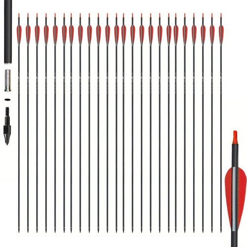 30" Archery Arrows Carbon Shaft OD 7.8mm & Spine 500 Targeting Practice ...