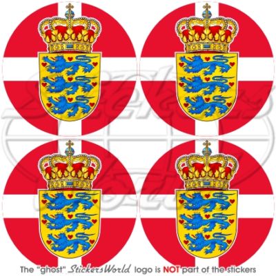 DENMARK Danmark Danish Flag-Coat of Arms Roundels 50mm Vinyl Stickers ...