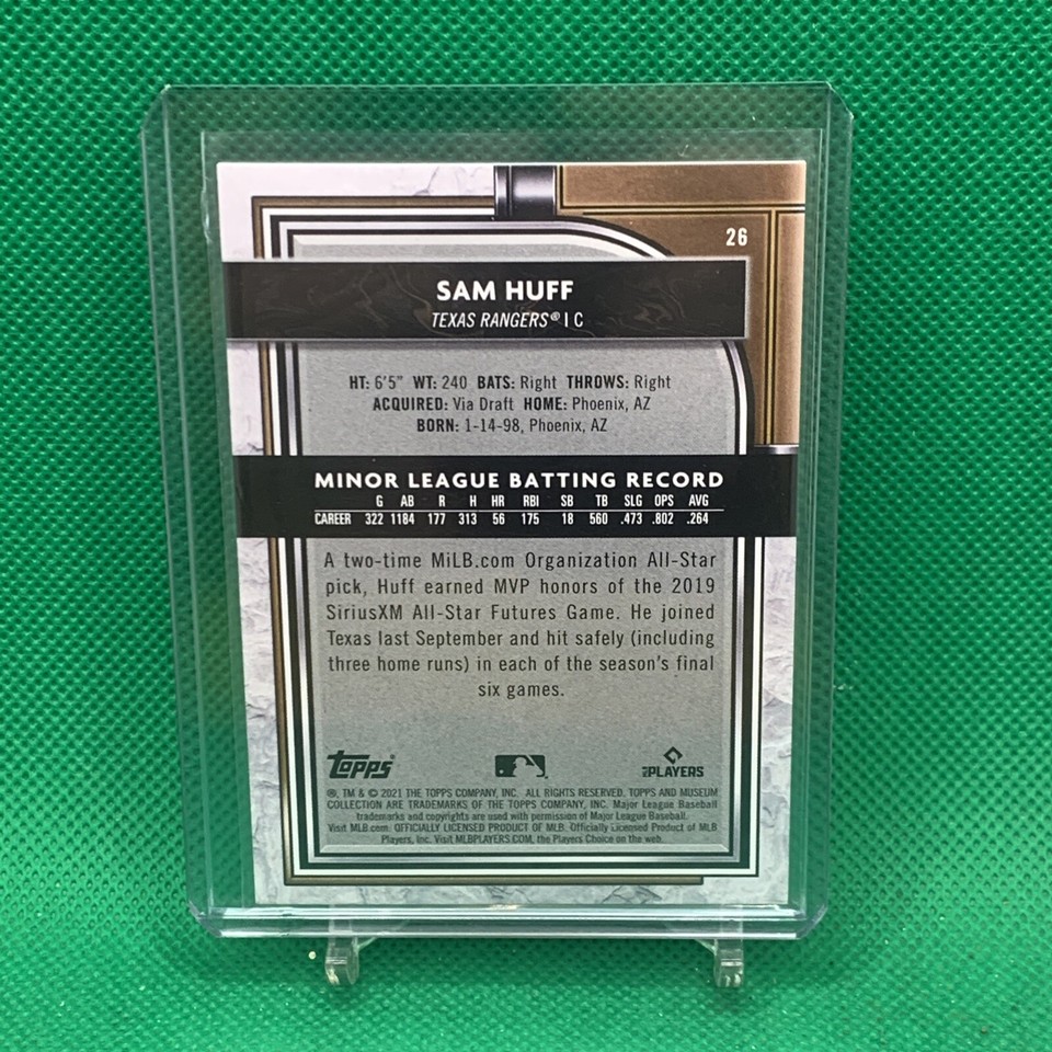 2021 Topps Museum Collection Sam Huff Rookie Card Texas Rangers RC | eBay