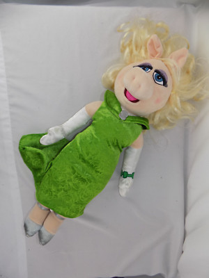 Disney MISS PIGGY Muppet Plush Stuffed Animal Green Dress Pig Doll Toy ...