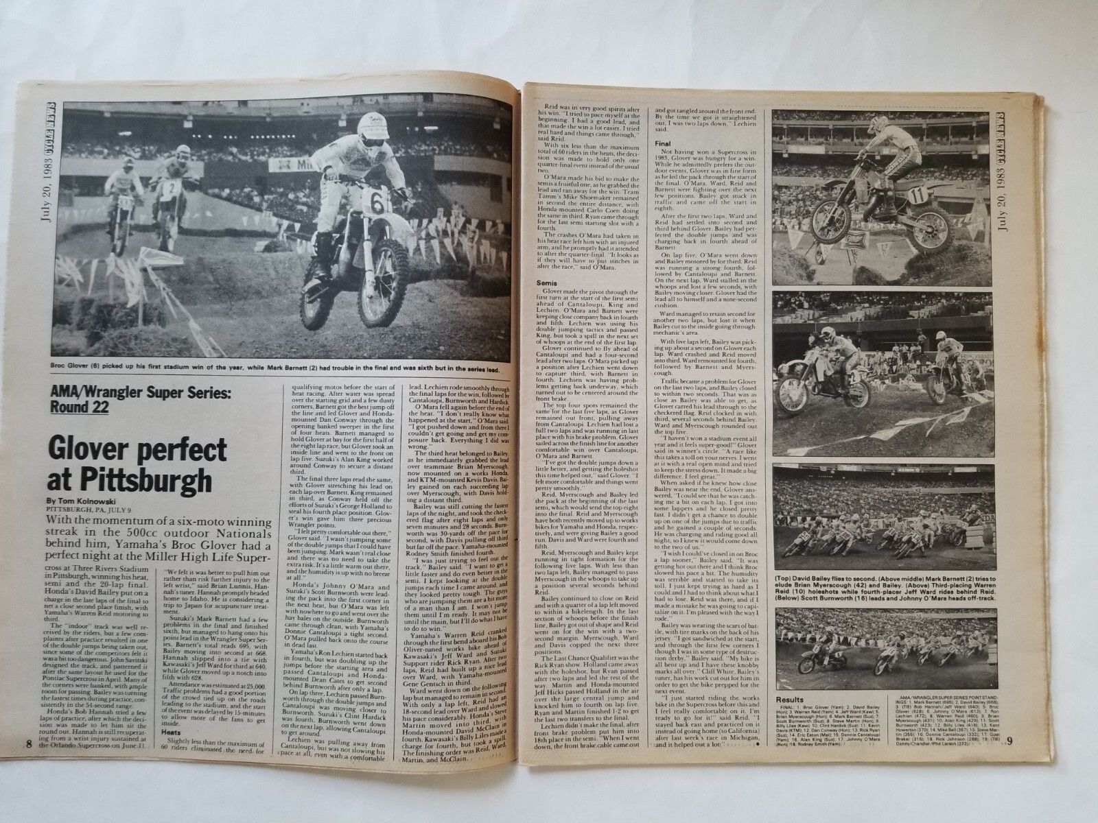 Cycle News West July 20 1983 Broc Glover Pittsburgh Motocross | eBay