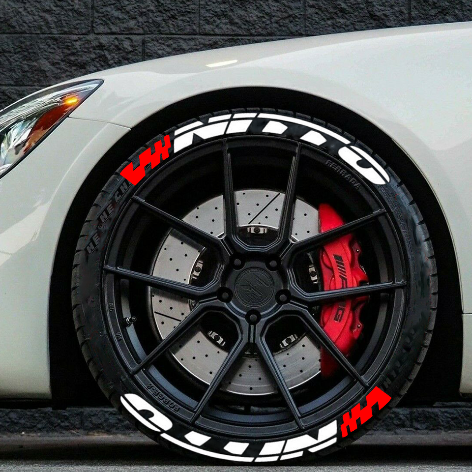 8 Sets NITTO Permanent Tire Lettering Sticker 1.06'' 14''-22'' With ...