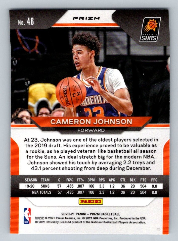 2020 Panini Prizm Silver Cameron Johnson Phoenix Suns #46 | eBay