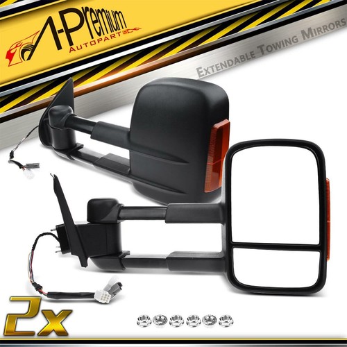 Black Extendable Towing Mirrors w/ Indicators for Isuzu DMax Holden ...