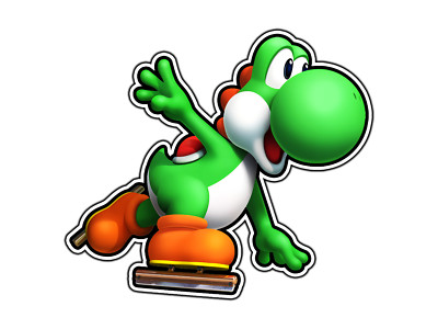 Yoshi Ice Skating Mushroom Kingdom Sticker Waterproof Vinyl Decal Die ...