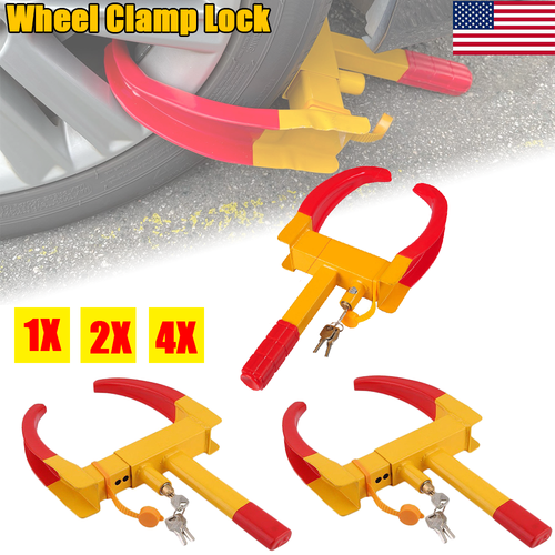 1/2/4 Pack Wheel Clamp Heavy Duty Safety Lock Caravan Trailer Car Van ...