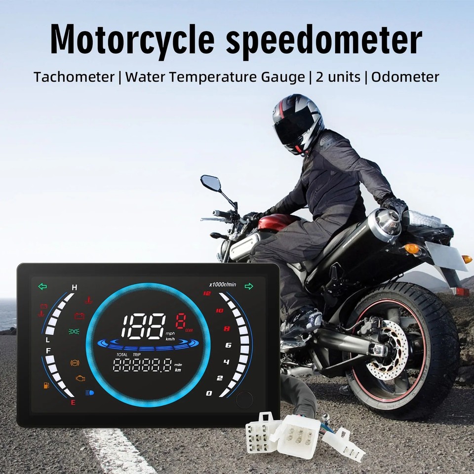 Universal LED Digital Motorcycle Speedometer RPM Dashboard Adjustable ...