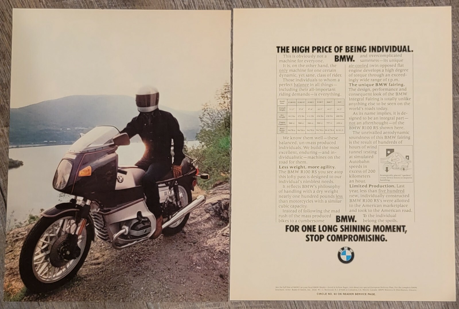 1979 BMW R100 RS 2 page Original Motorcycle Print Ad | eBay