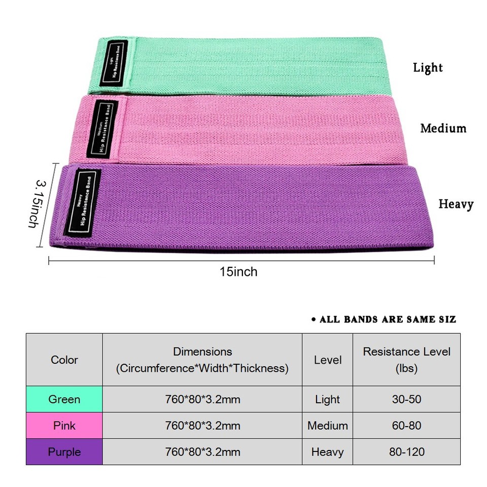 3 Pink Elastic Band Set For Legs Exercise Resistance Bands For Women ...