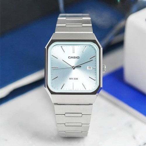 Casio MTP-B185D-2A2 Blue Analog Stainless Steel Classic Design Quartz ...