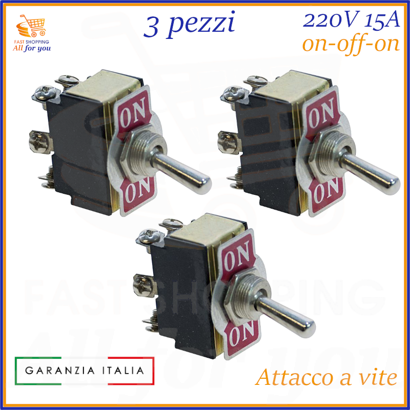 Interruttore doppio deviatore bipolare 12 v 24v 220v volt a levetta 3 ...