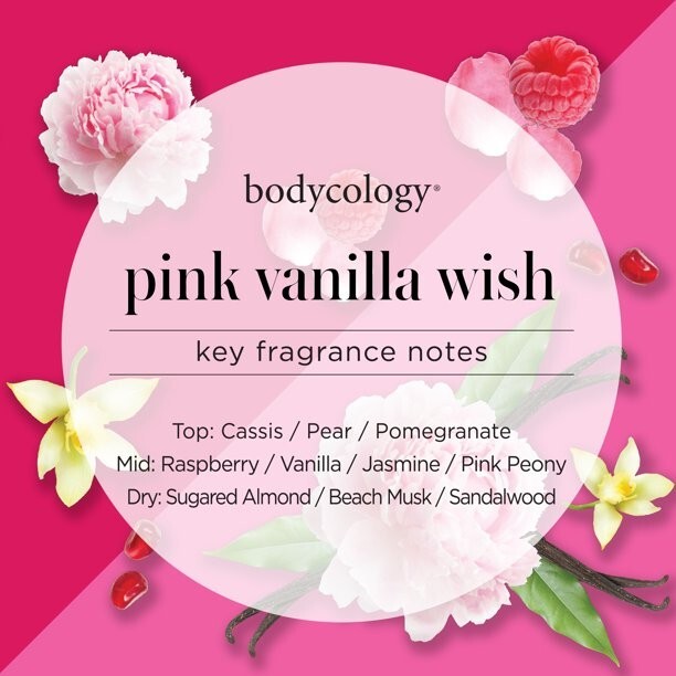 Bodycology Pink Vanilla Wish Fragrance Mist 8 oz peonies vanilla almond ...