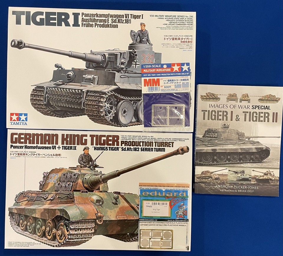 NEW 1.35 WWII TAMIYA. 35216 TIGER 1, 35164 KING TIGER, 2x ETCH SETS ...
