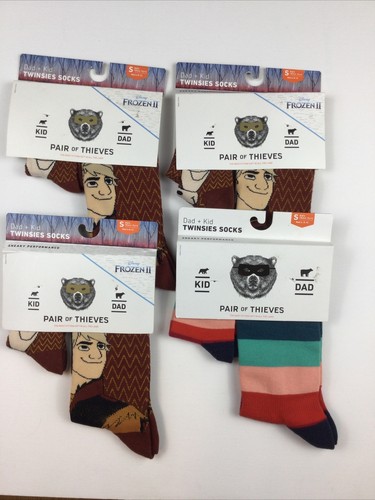 4 Packs PAIR OF THIEVES DAD/KID TWINSIES SOCKS FROZEN 2 & Striped Size ...