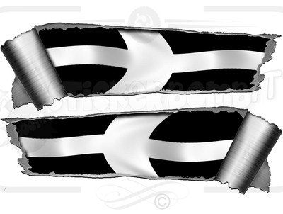 Pair of Rolled Back Ripped torn Metal Effect Cornish Flag Vinyl Car ...