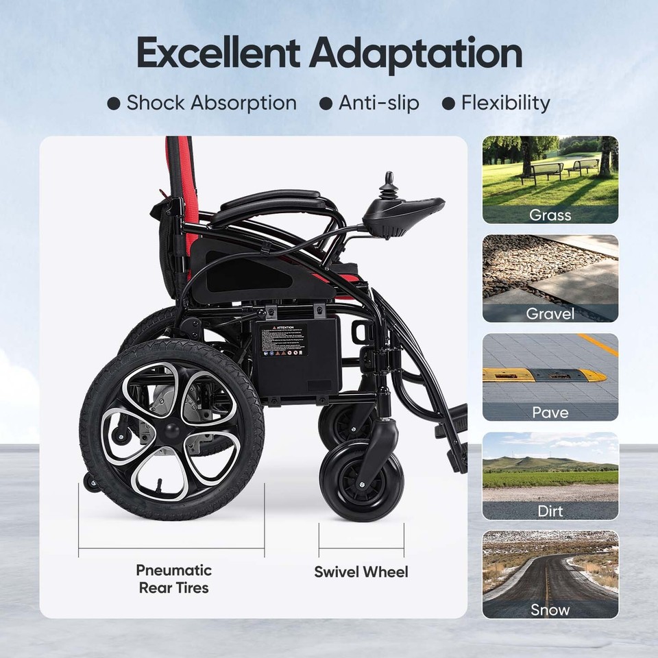 500W All Terrain Electric Wheelchair Heavy Duty Foldable Electric ...