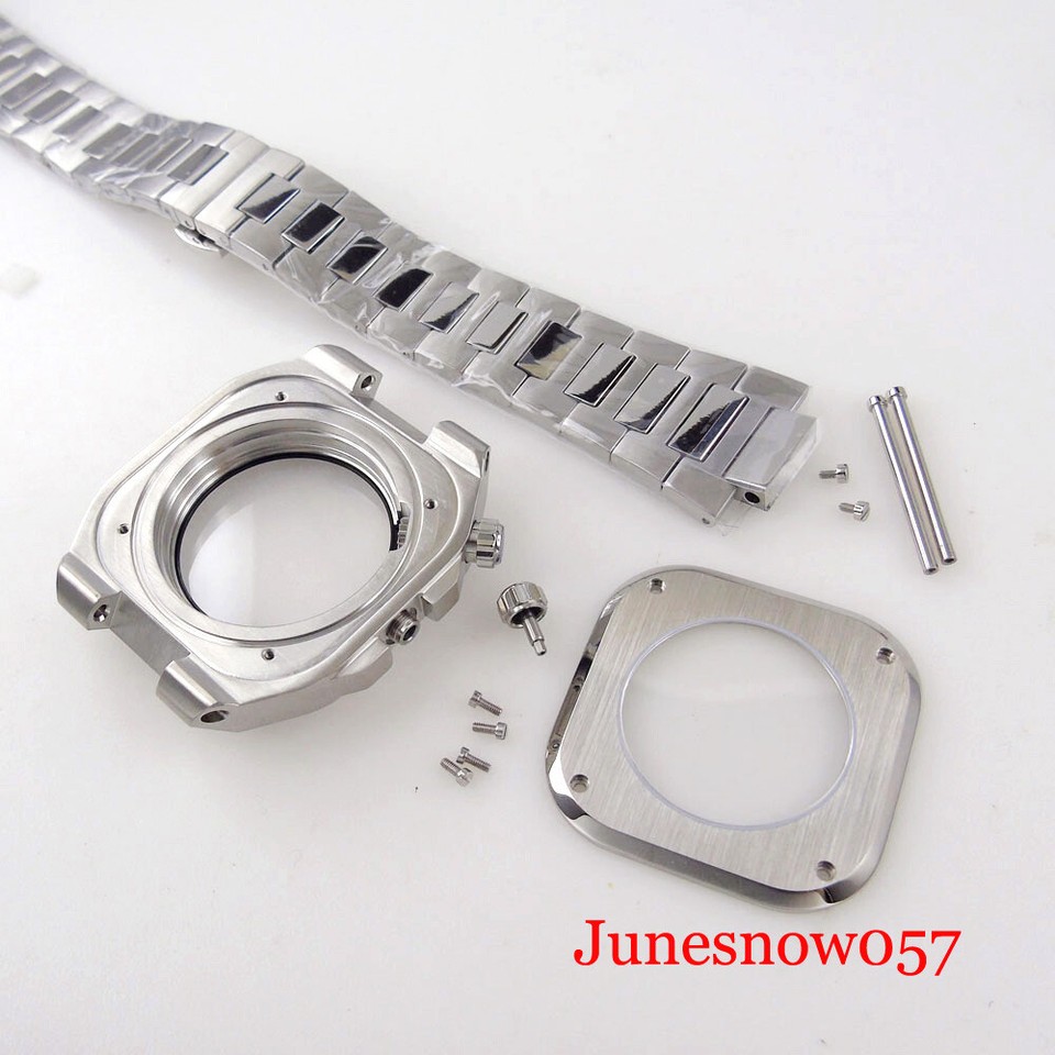42mm Square Watch Case Fit For NH35A NH36A Black Chapter Ring With GMT ...