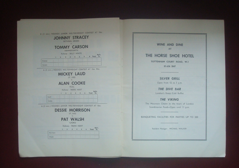 1970 BOXING PROGRAMME JOE BUGNER v JOHNNY PRESCOTT 20th JAN ROYAL ...