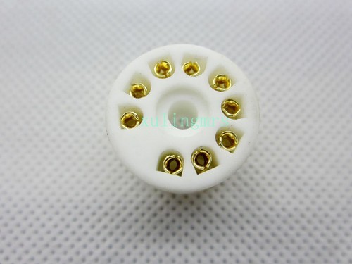 10pc*9 pin ceramic gold plated PCB mount tube socket for 6DJ9 EL84 ...
