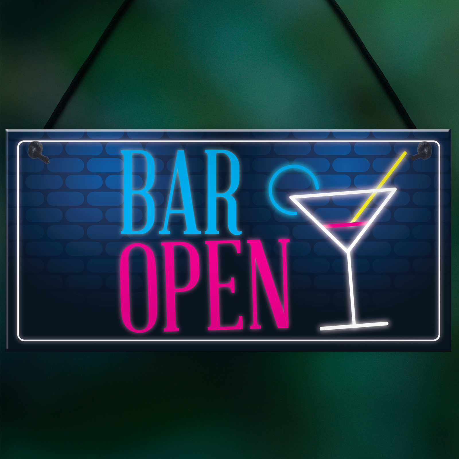 Bar Open Sign NEON EFFECT Home Bar Man Cave Pub Club Window Plaque ...